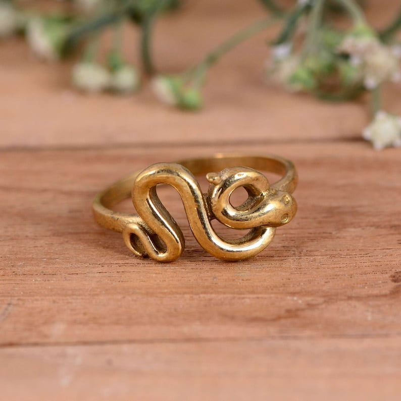 945 Sterling Silver Snake Ring – Boho Serpent Design, Stackable Gold or ...