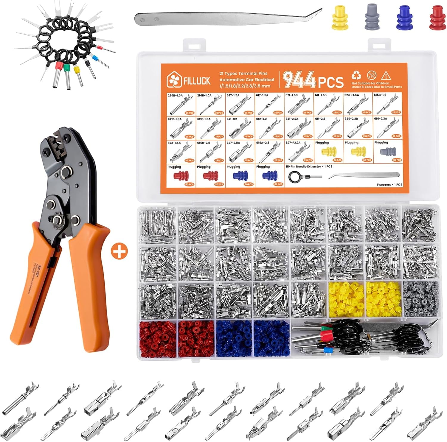 945Pcs Pin Connector Kit,Car Electrical Wire Connectors Terminal Pins,21Type Non-Insulated Plug ...