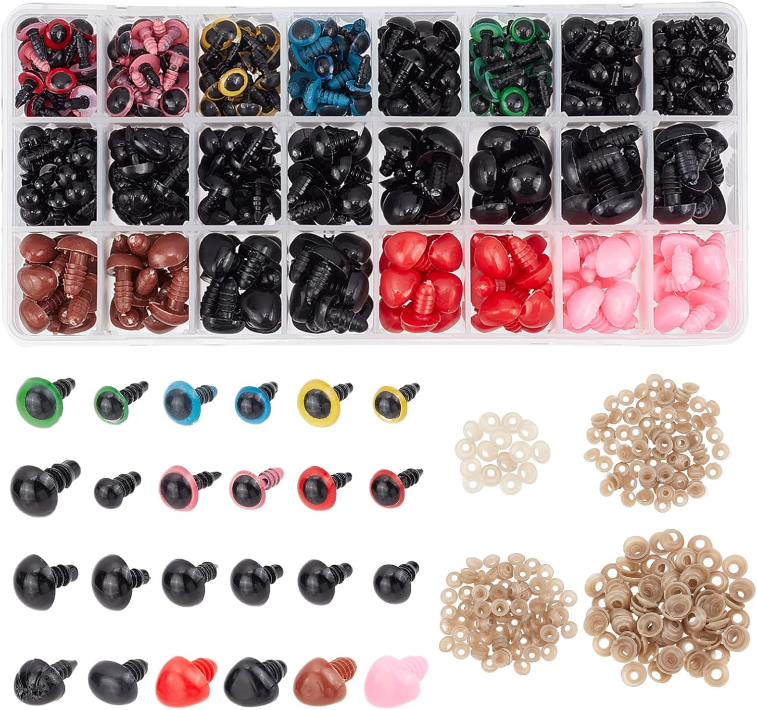 948pcs Safety Eyes Noses Craft Eyes with Washers Black Teddy Bear Eyes ...