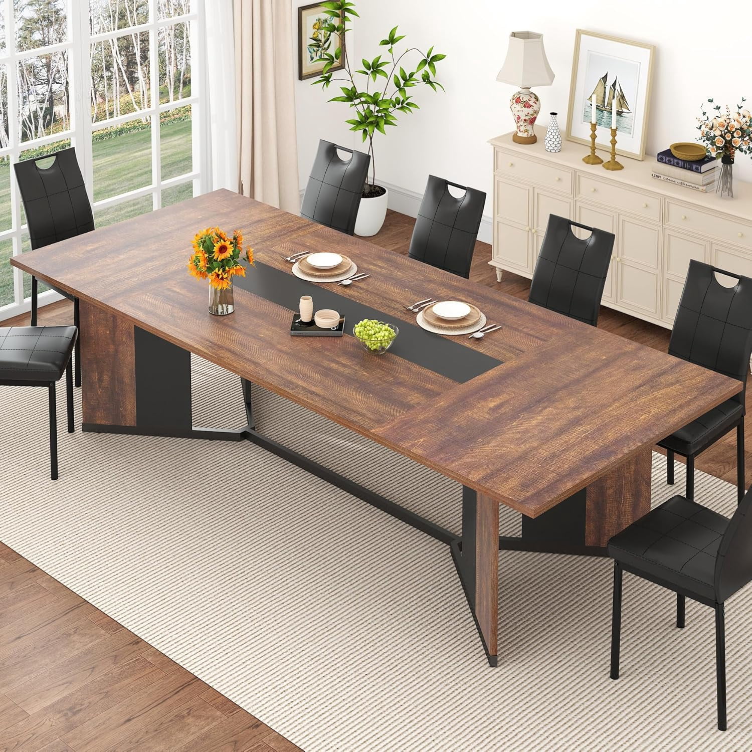 94IN Dining Table for 6 8 10 People|Modern Natural Rectangular Kitchen ...