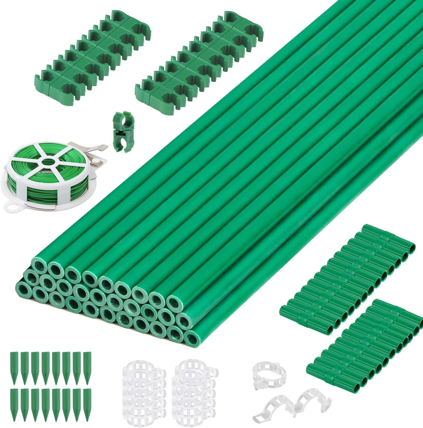 94PCS Garden Stakes Set with 30 Sets Fiberglass Plant Stakes Sticks ...