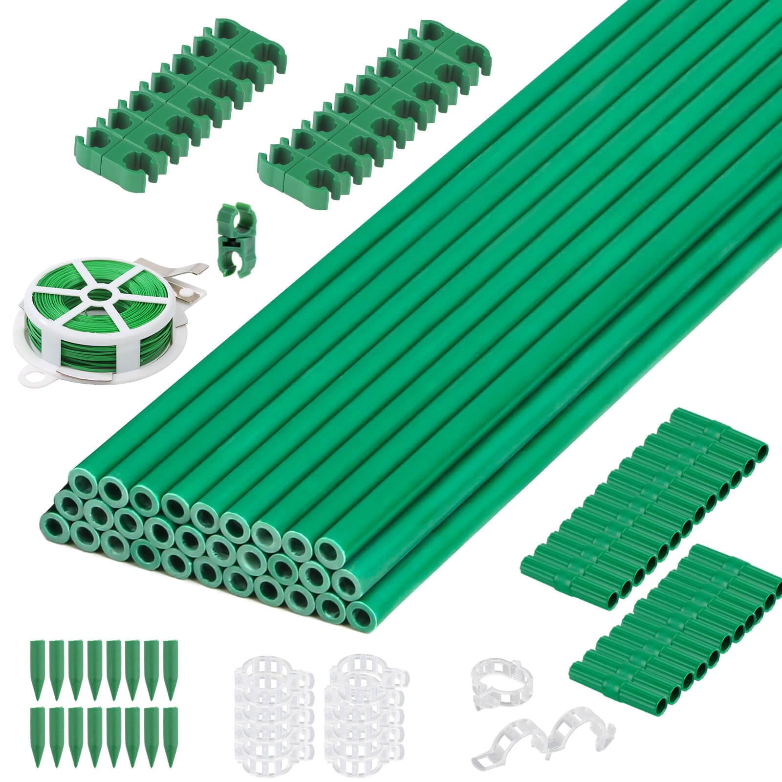 94PCS Garden Stakes Set with Fiberglass Plant Support Stakes and ...