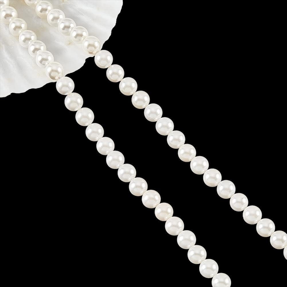 94Pcs Natural Shell Pearl 8mm Antique White Pearl Strands Round Loose ...
