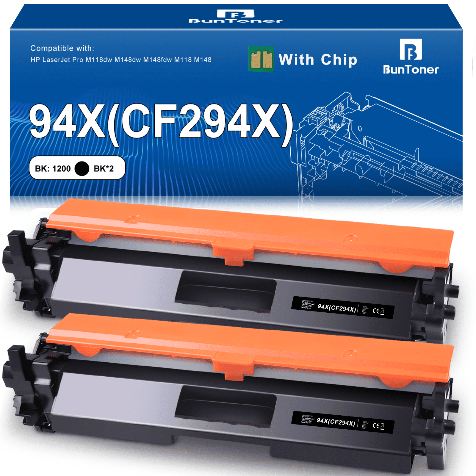 BunToner 94X 94A Toner Cartridges for HP LaserJet Pro M118dw M148dw ...
