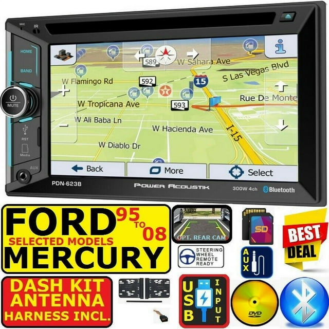 95-08 FORD MERCURY GPS NAVIGATION BLUETOOTH CD/DVD USB AUX CAR RADIO ...