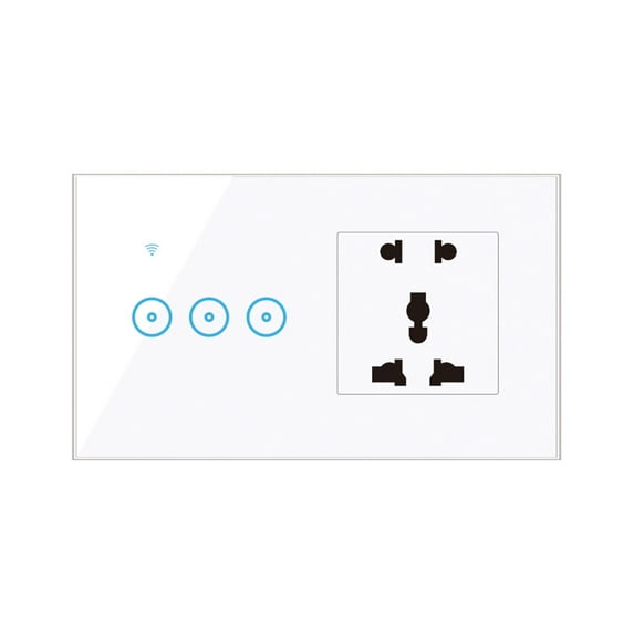 95-250V Wi-Fi Smart Wall Outlet with 3 Gang Touch Light Switch Smart ...