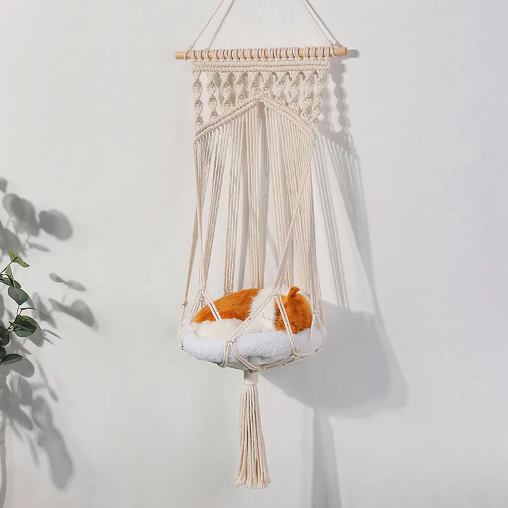 95*35CM Cat Hammock, Macrame Hanging Swing Cat Dog Bed, Hanging Pet ...