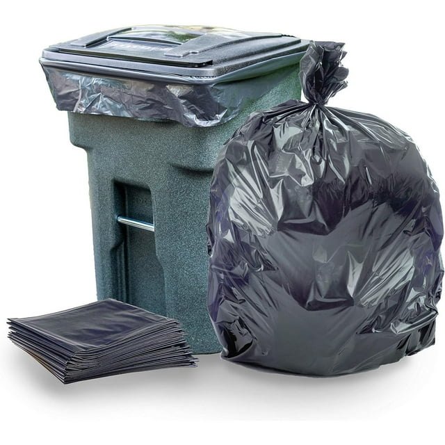 95-96 Gallon Garbage Can Liners │ 1.5 Mil │ Black Heavy Duty Trash Bags ...