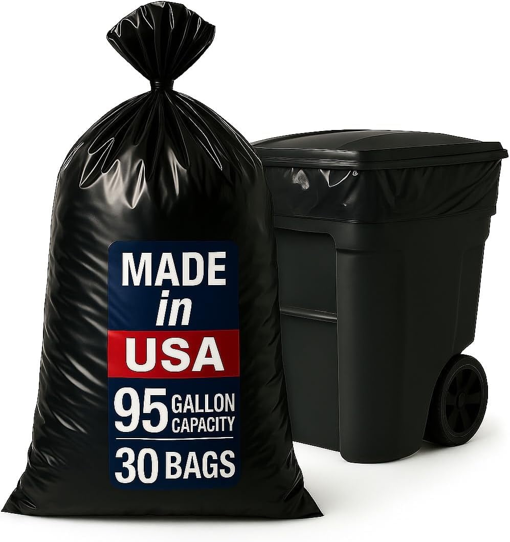 95–96 Gallon Heavy Duty Trash Bags – 30 Count Large Black Garbage Bags ...
