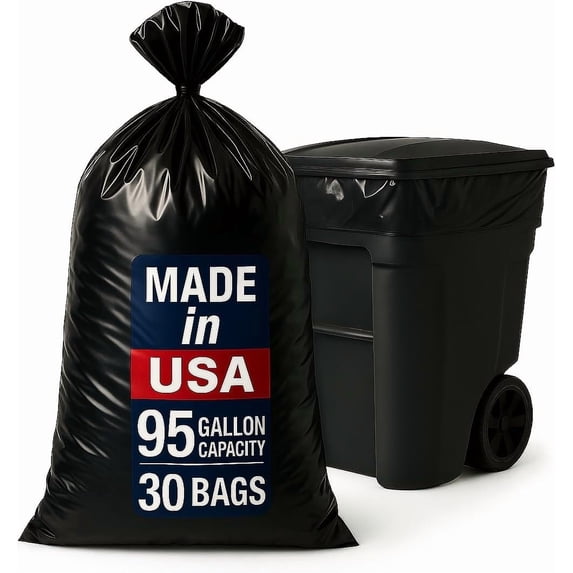 95–96 Gallon Heavy Duty Trash Bags – 30 Count Large Black Garbage Bags ...