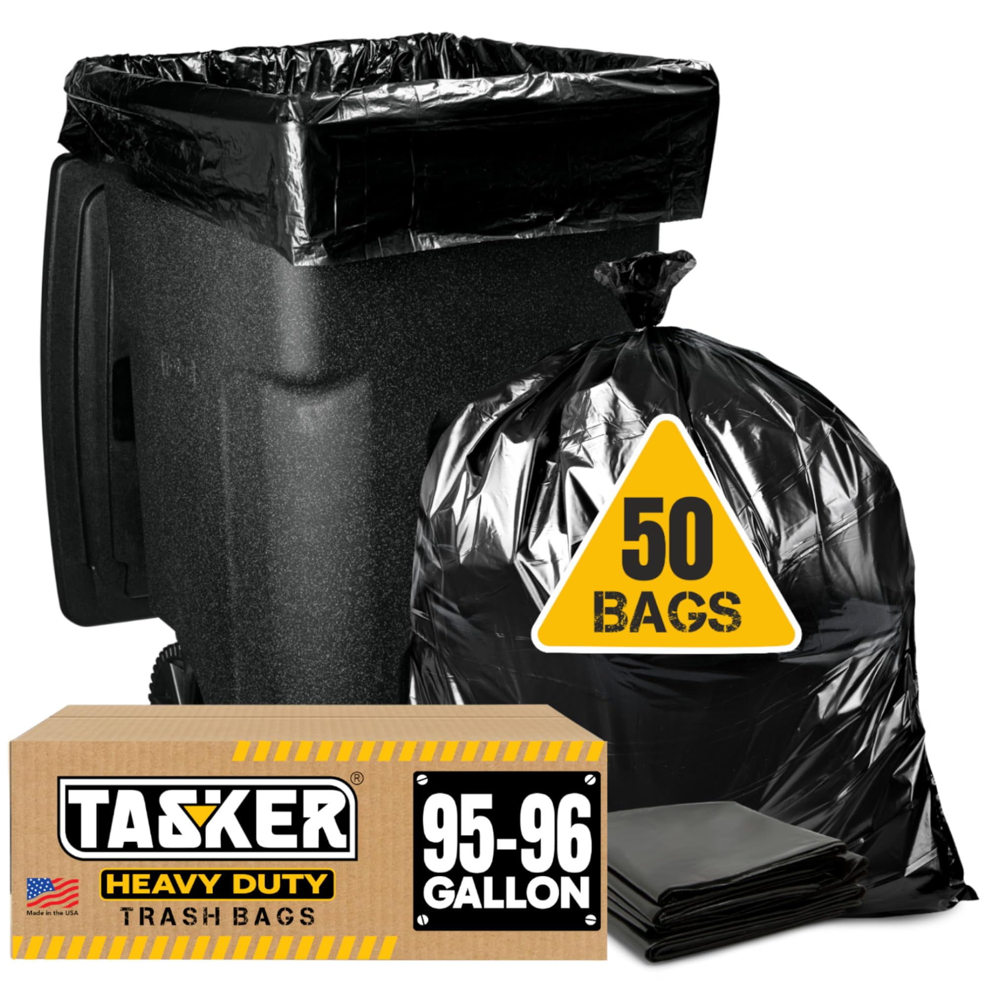 95-96 Gallon Trash Bags Heavy Duty (Mega-Value 50/Bags w/Ties) 95-100 ...