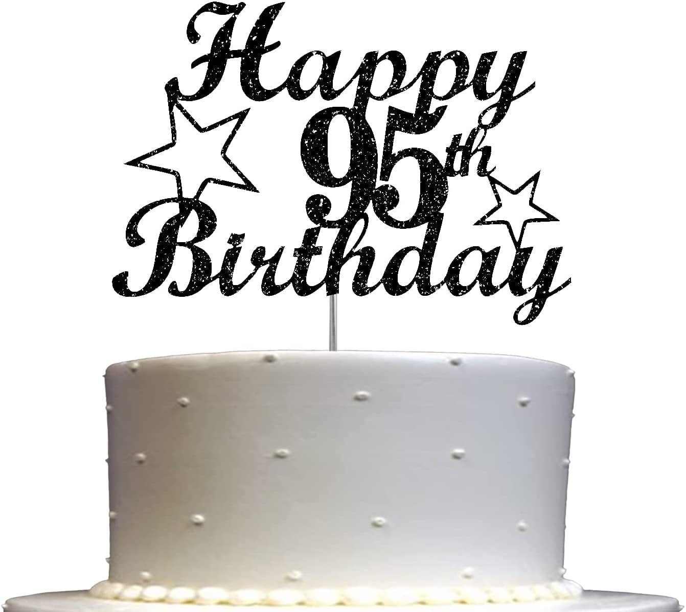 95 Birthday Black Glitter Cake Topper, 95th Party Decoration Ideas ...