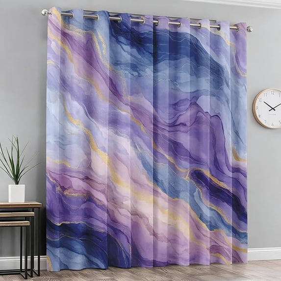 95% Blackout Fluid Art Curtains - Purple Marble Curtains for Bedroom ...