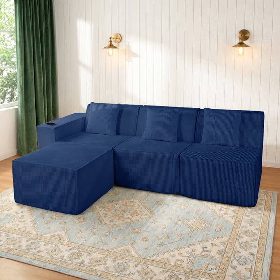 95 Cloud Couch, Blue Modern Sectional Couch for Living Room, L-Shaped ...