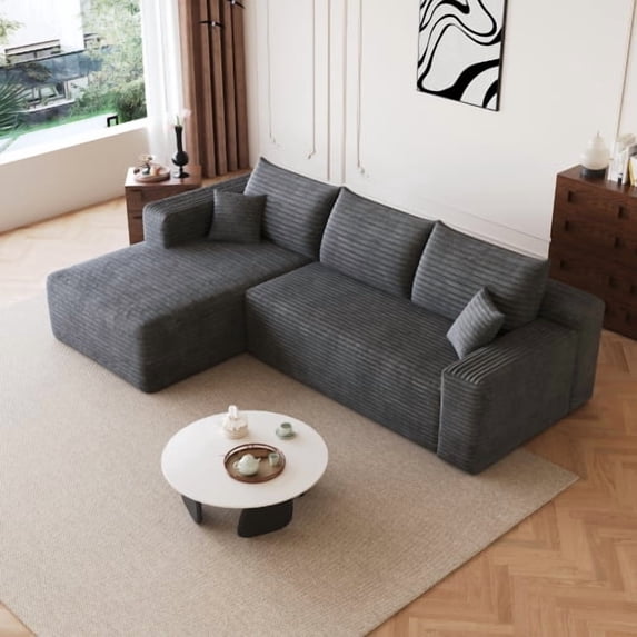 95" Cloud Sectional Sofa, Modern Minimalist L Shaped Couch with Plush ...
