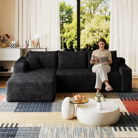 95" Cloud Sectional Sofa,Modern Minimalist Upholstered Couches, Comfort ...