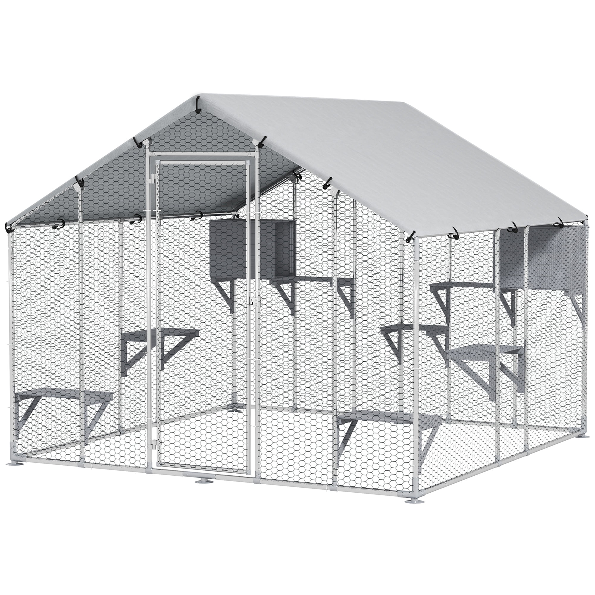 95" Extra Large Metal Outdoor Catio with Waterproof Cover, 2 Resting ...