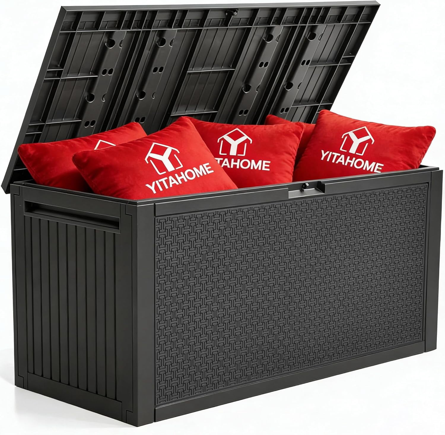 95 Gallon Lockable Waterproof Resin Deck Box with Handles Weatherproof ...
