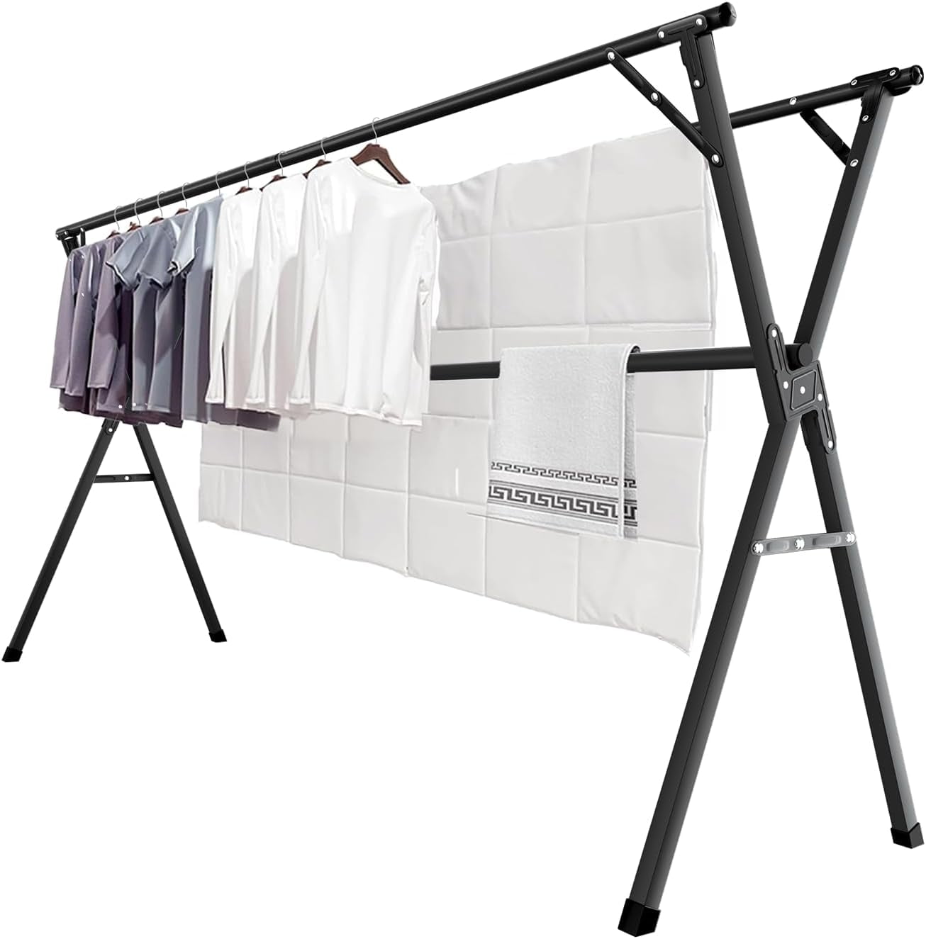 95 Inches Clothes Drying Rack, Drying Rack Clothing Folding Indoor ...