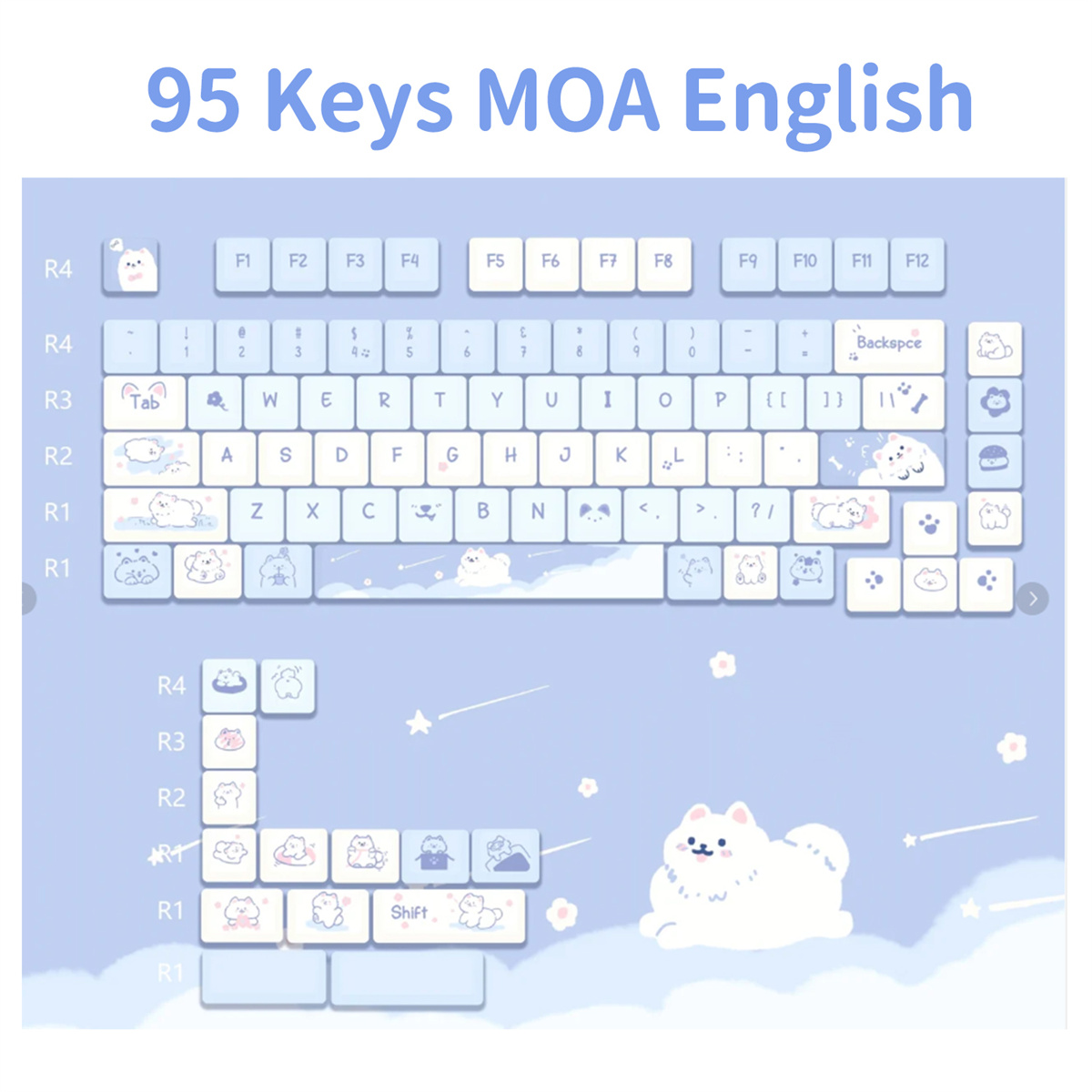 95 Keys MOA Profile Yellow Puppy Theme Keycaps PBT Thermal Sublimation ...