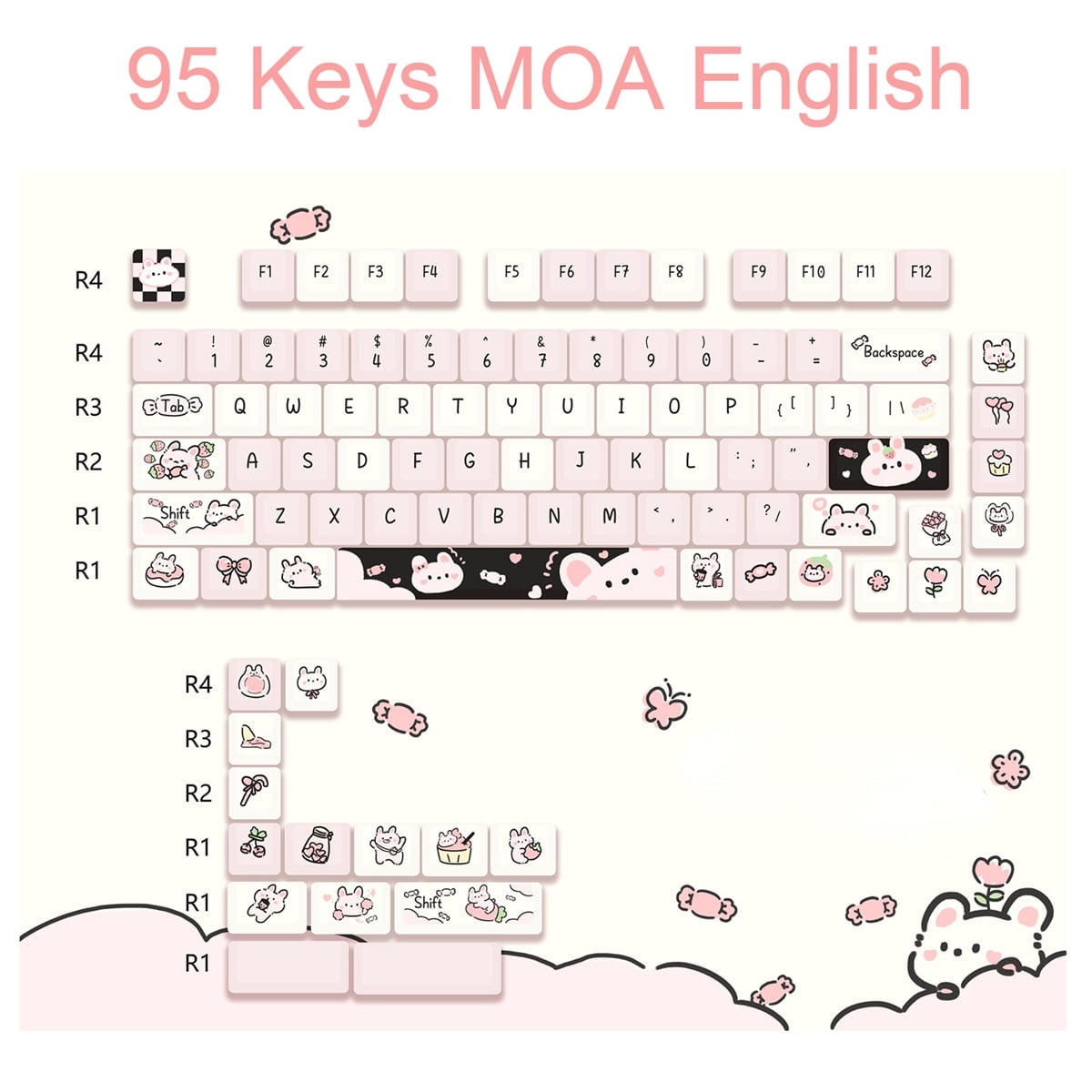 95 Keys MOA Profile Yellow Puppy Theme Keycaps PBT Thermal Sublimation ...