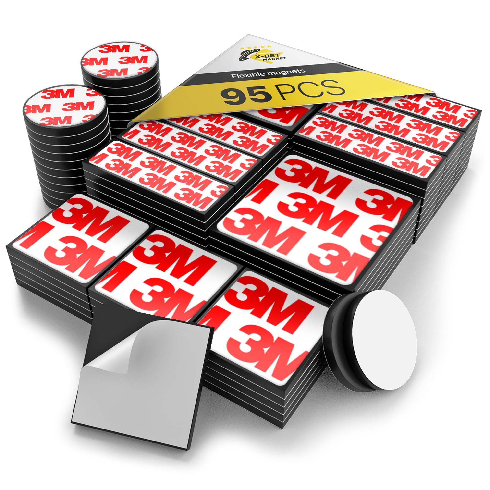 95 Magnetic Squares, Rectangles and Circles with Self Adhesive Backing ...