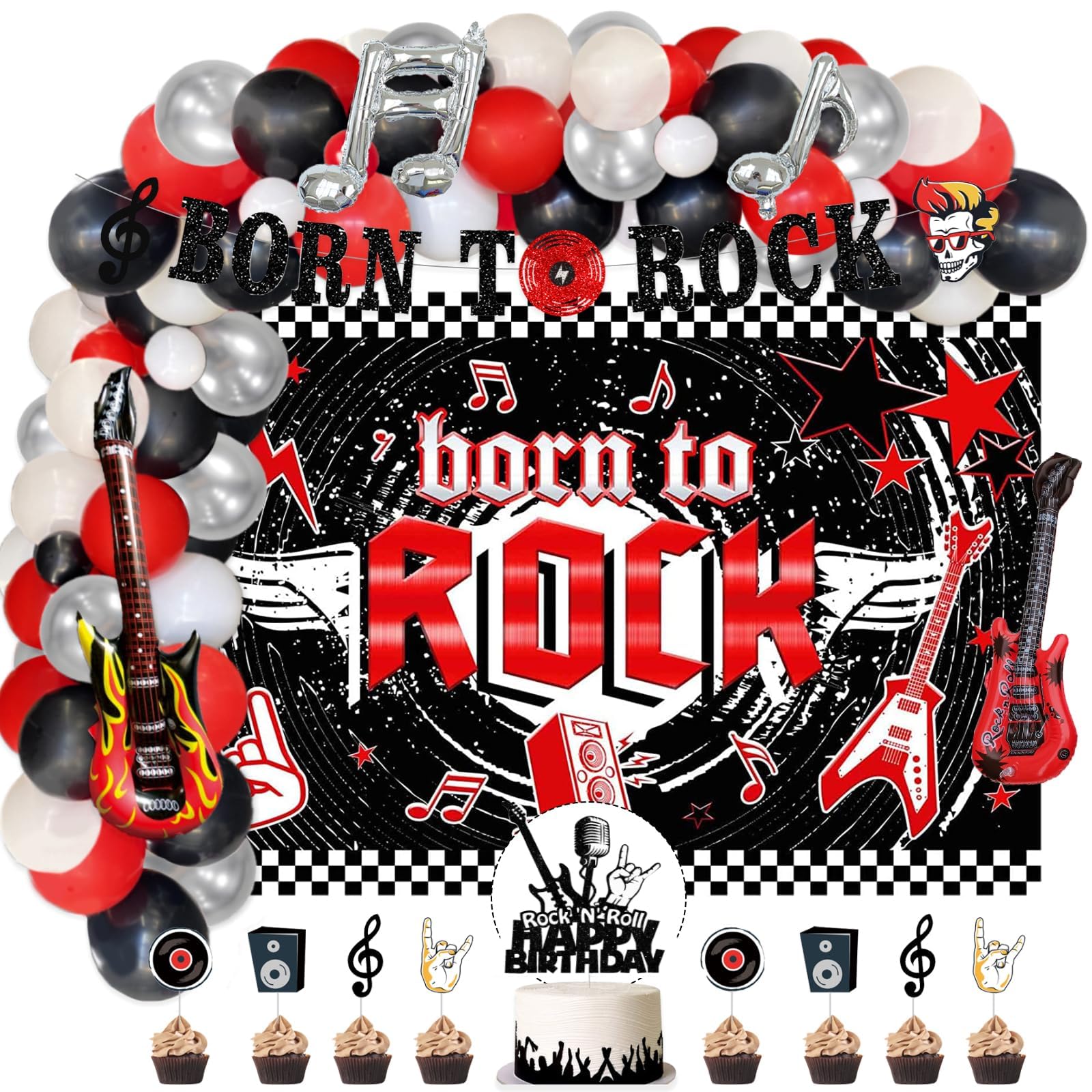 95 PCs and Roll Party BSL1 Decorations, Hombae Music Themed Birthday ...