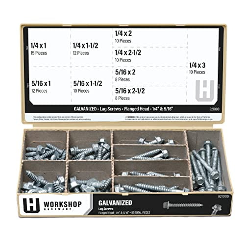 95 Piece Fastener Assortment Kit, Galvanized Flanged Head Lag Screw ...