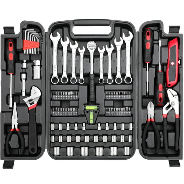TLGREEN 95-Piece Mechanics Tool Set, Car Tool Kit with Adjustable Wrench, Pliers, Sockets & Bits ...