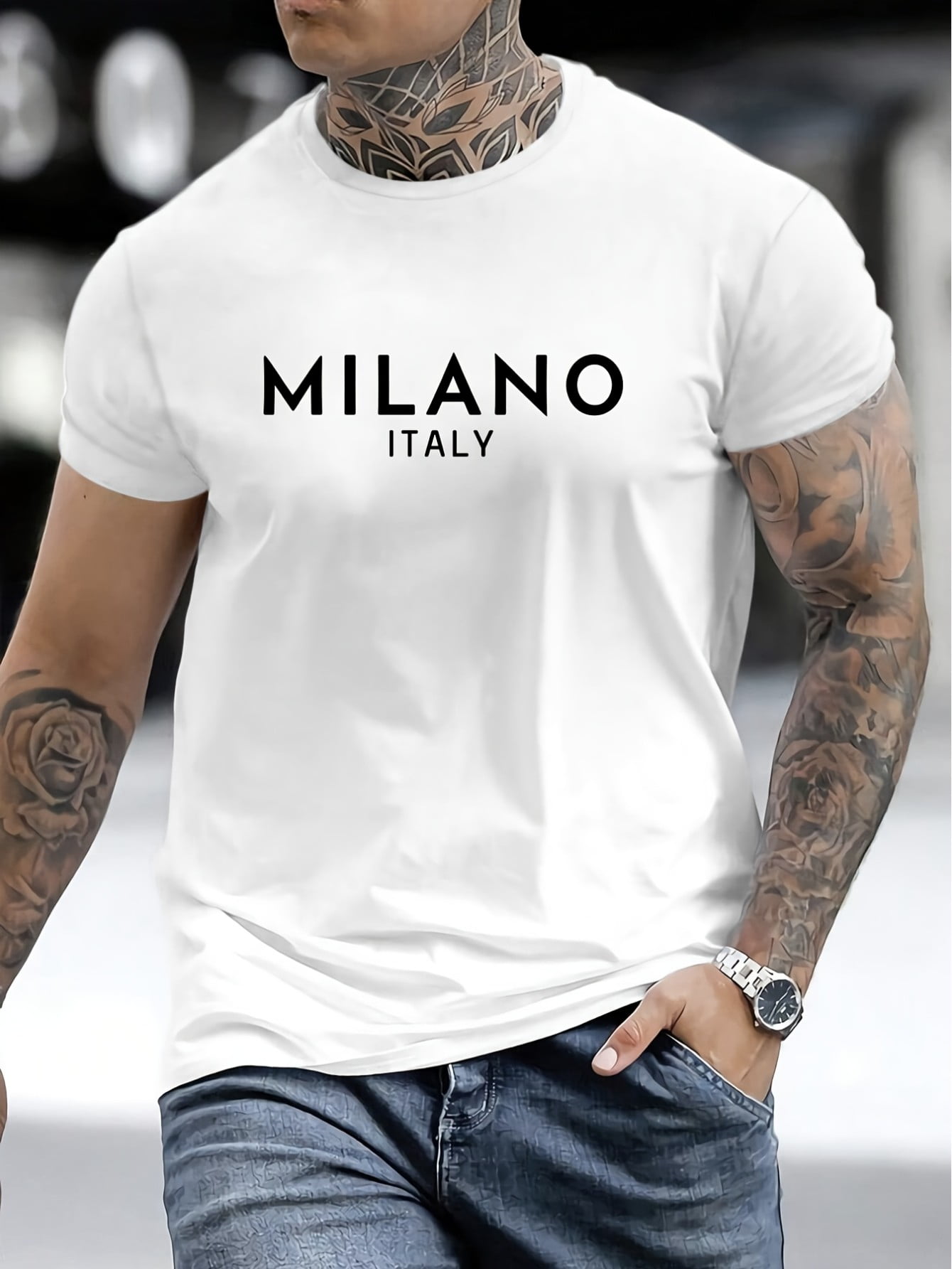 [95% Polyester Regular Fit T-Shirt] Men'S Milano Italy Print T-Shirt ...