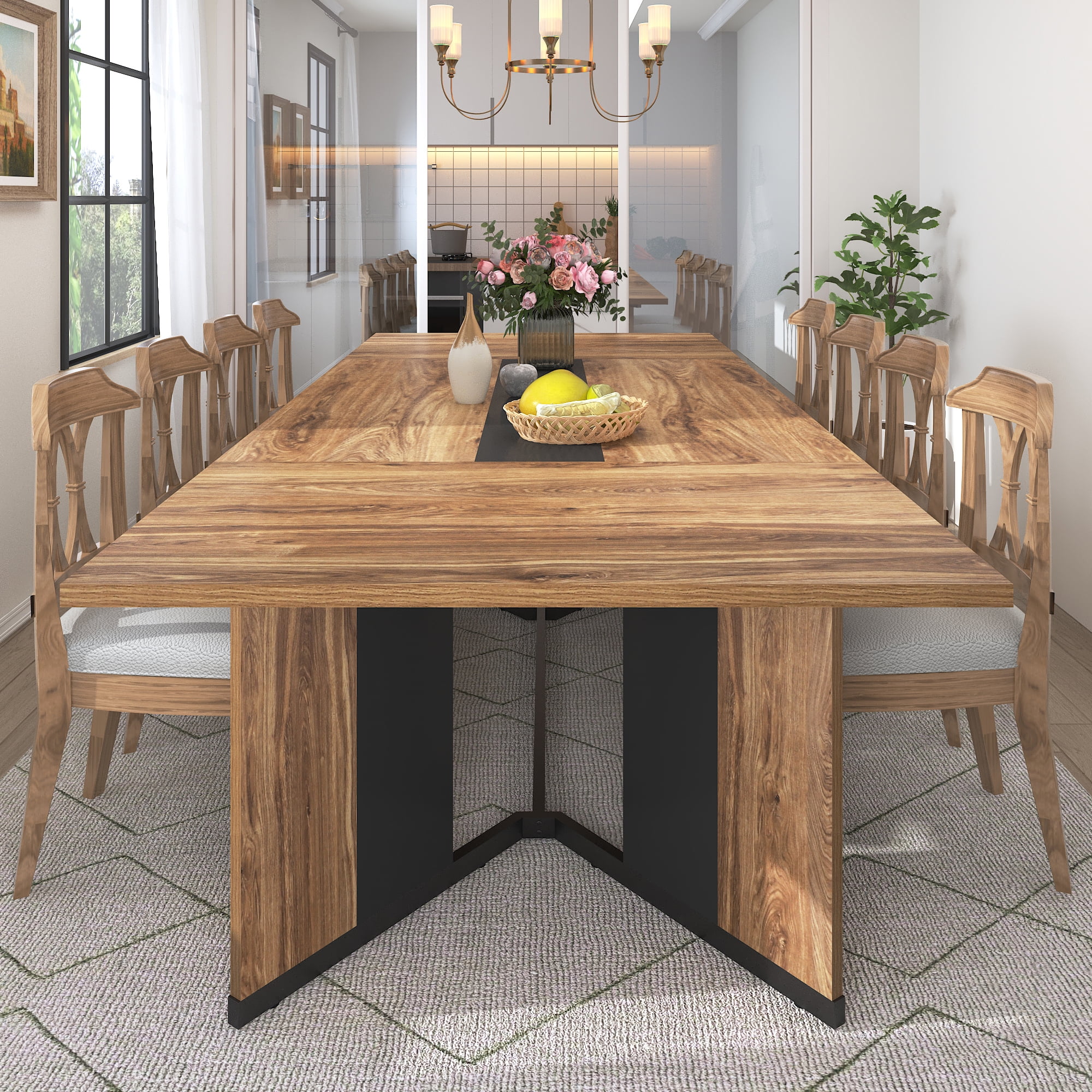 95 inch Large Rectangular Dining Table for 10-12 People, Dining Table ...