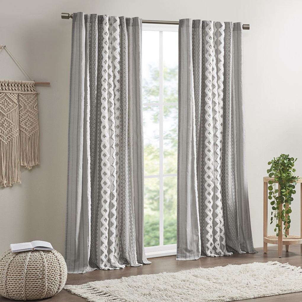 95" x 50" Cotton Printed Curtain Panel, Modern Accent Decor with ...