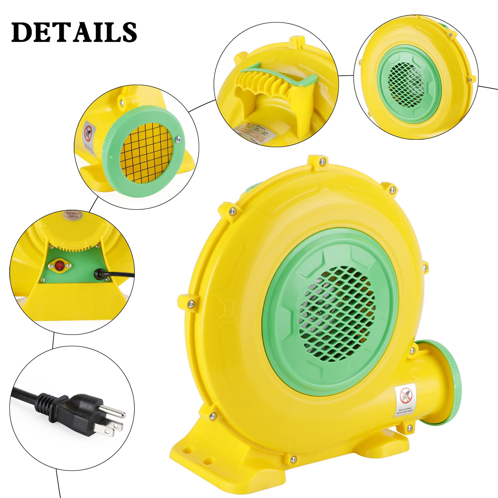 950 Watt Inflatable Bounce House Water slide Air Pump Blower Fan ...