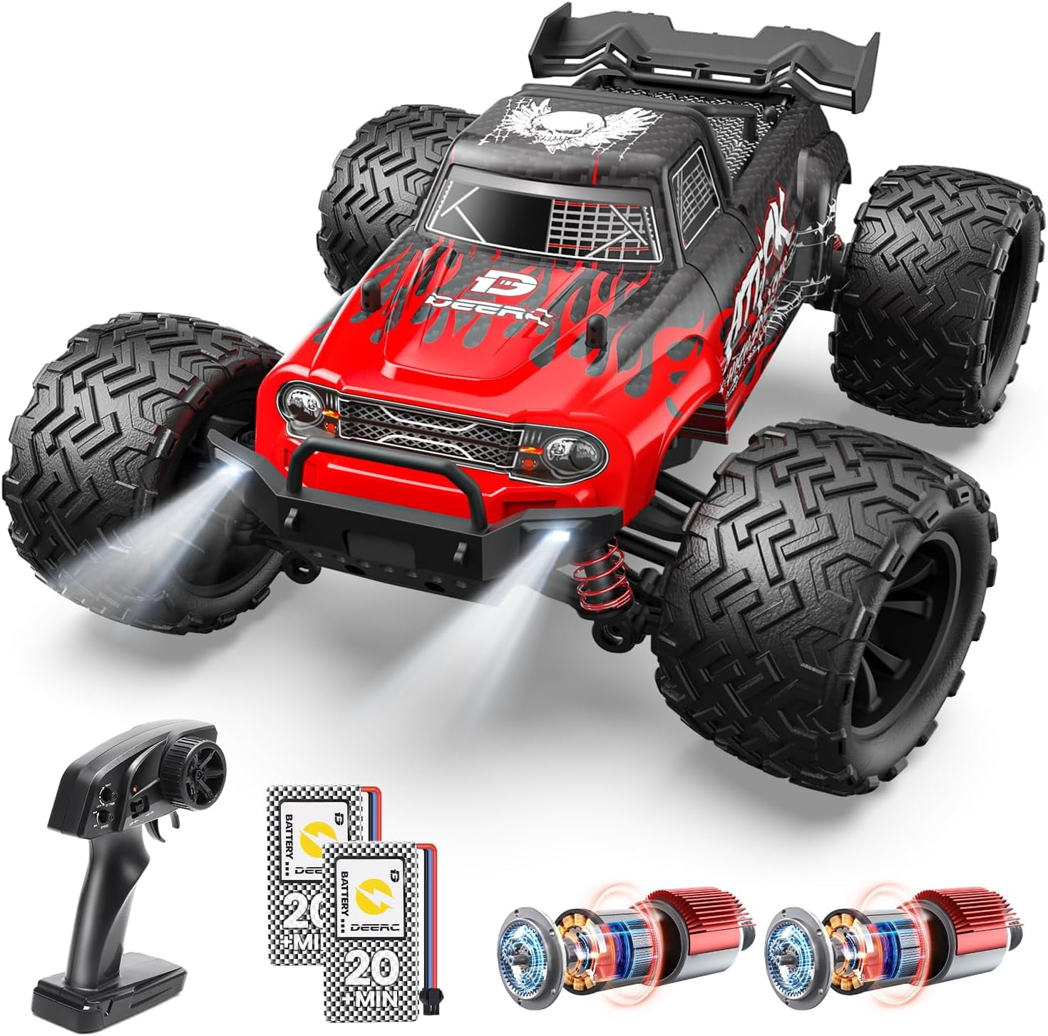 9500E 1:16 Scale All Terrain RC Car, 4x4 High Speed 40 KPH RC Truck, 2 ...