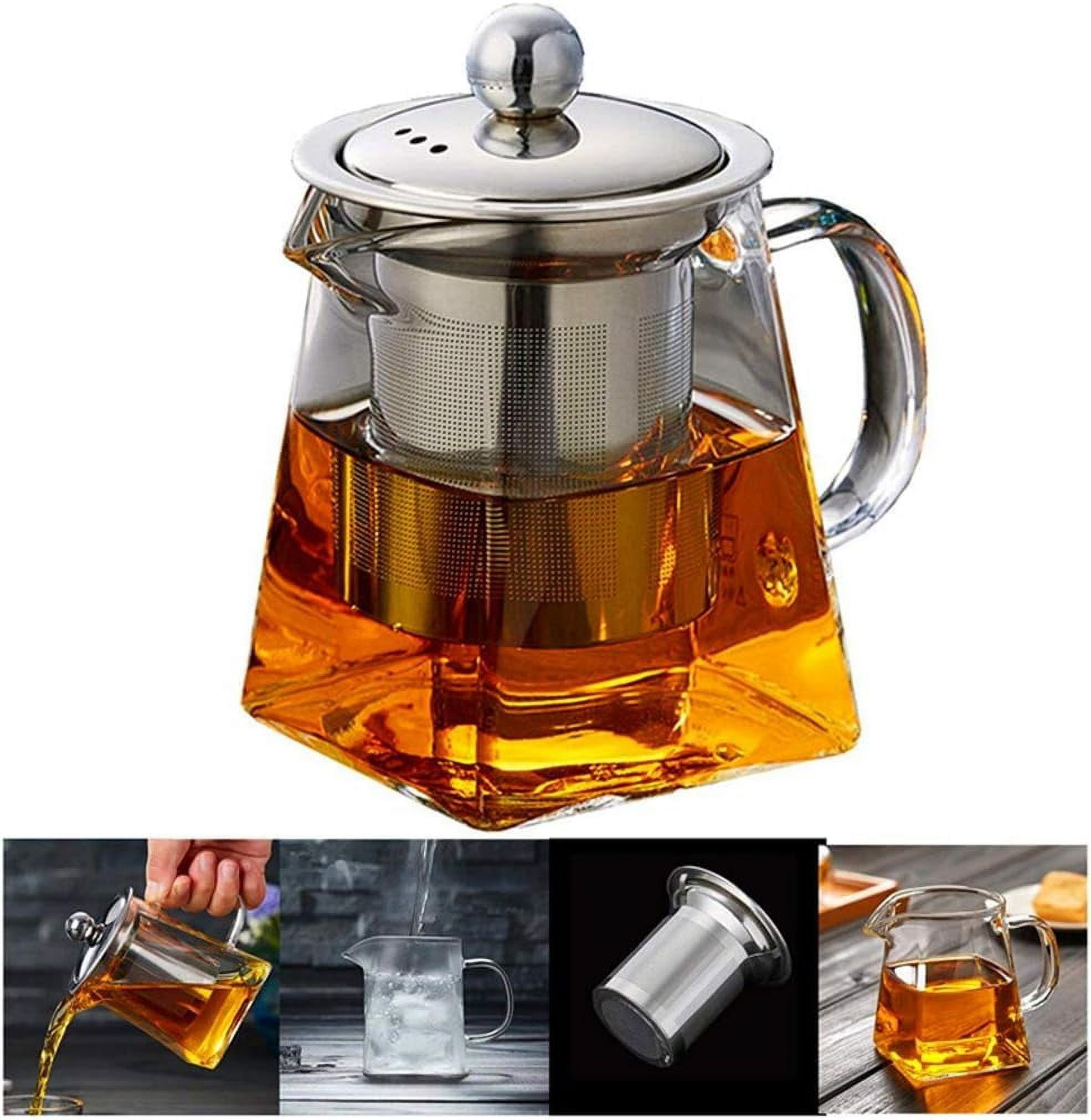 950ML Borosilicate Glass Teapot, Loose Leaf Teapots with Infuser, Large ...