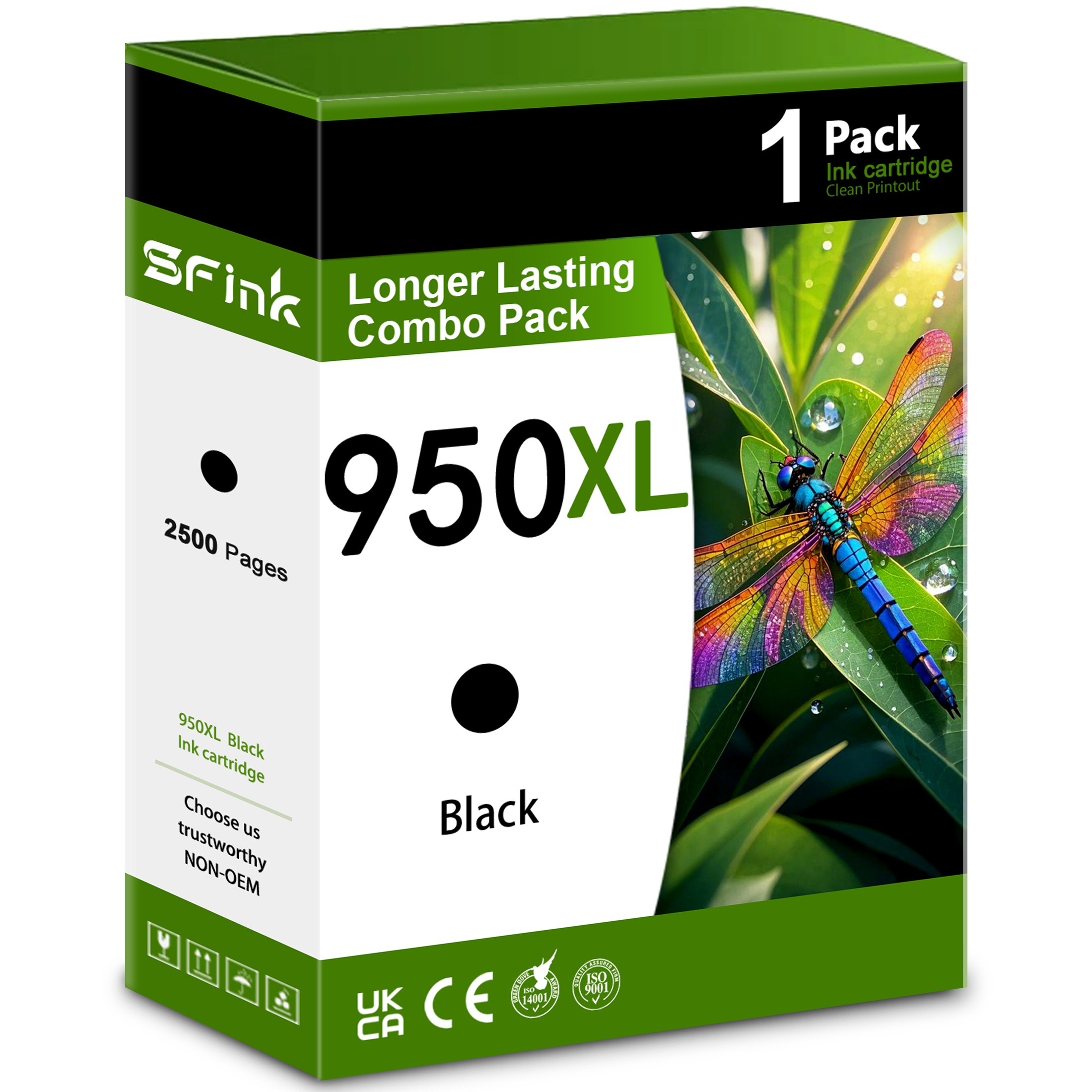 950XL (1-Pack Black) Ink Cartridge Compatible for HP 950XL Ink ...