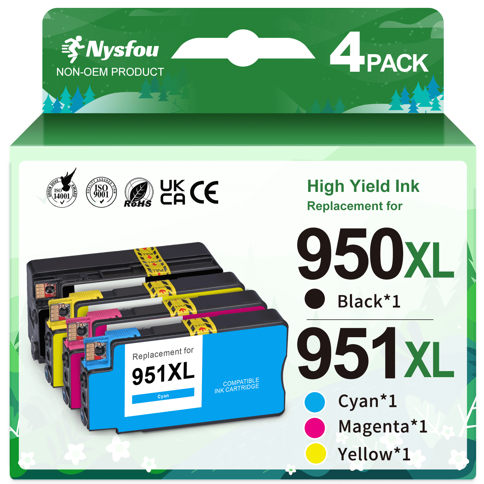 950 and 951 Ink Cartridges Compatible for HP 950XL and 951XL Ink ...