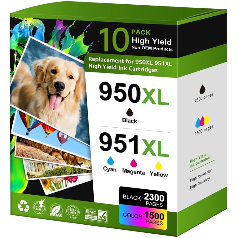 951 XL Ink 10-Pack Compatible 950XL/951XL Ink Cartridges For HP ...