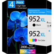 HP 952 High-Yield Ink Cartridges (4-Pack), Black, Cyan, Magenta, Yellow ...