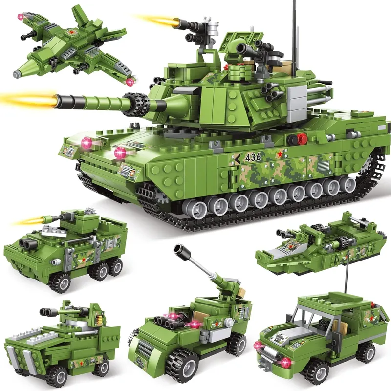952Pcs City T90 Military Tank Army Building Blocks Set Toy 6 in 1 ...