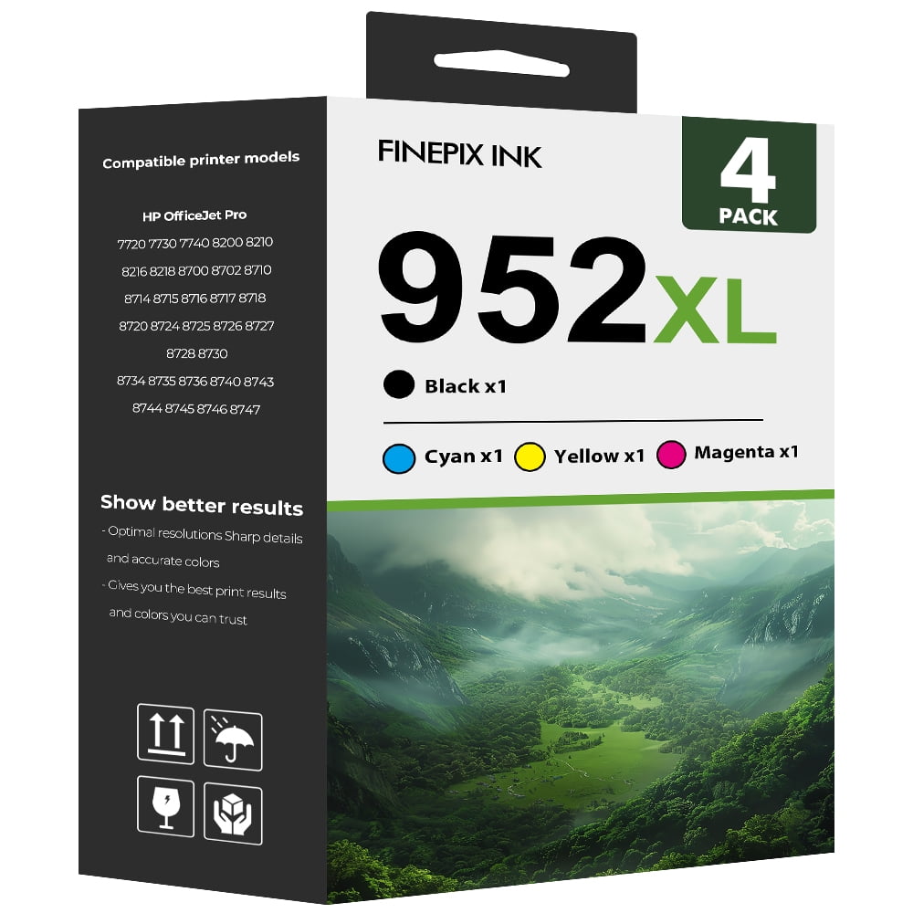952XL 952 Printer Ink Compatible for HP 952 XL Ink Cartridge 4 Pack for ...
