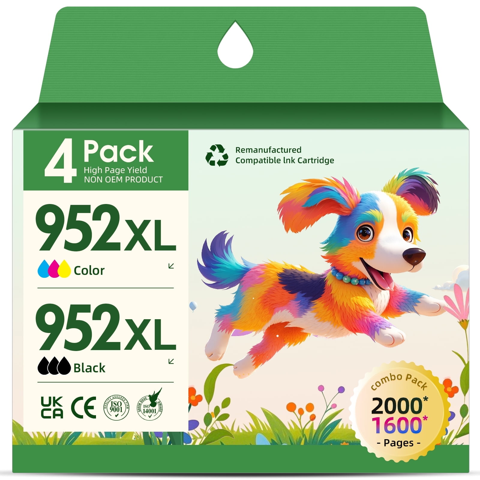 952XL Ink (4 Pack) Compatible for HP 952 Ink Cartridges Combo Pack for ...