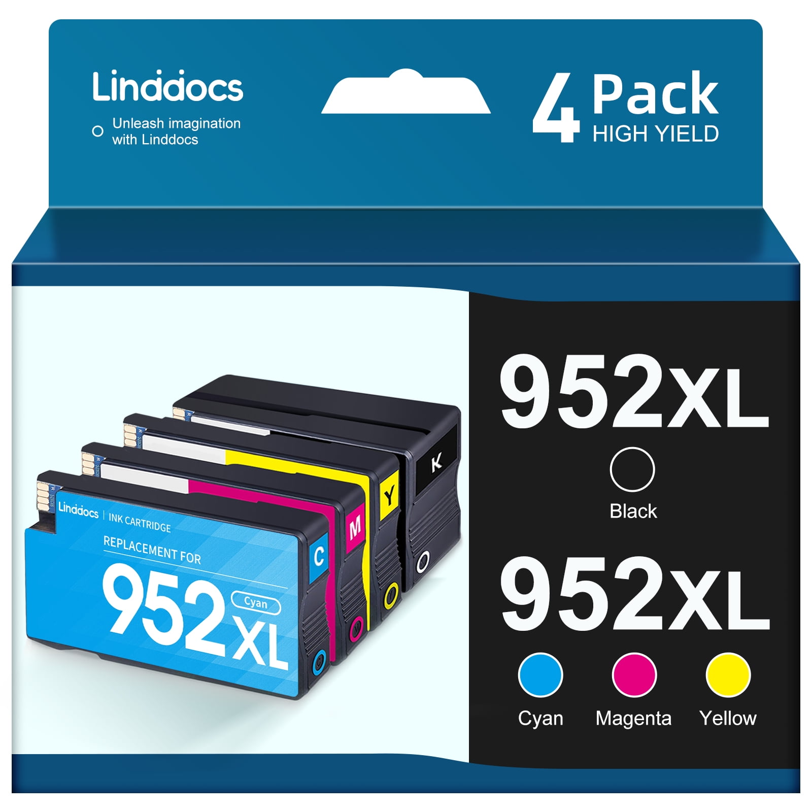 952XL Ink Cartridges Black Color Combo Pack for 952 XL for OfficeJet ...
