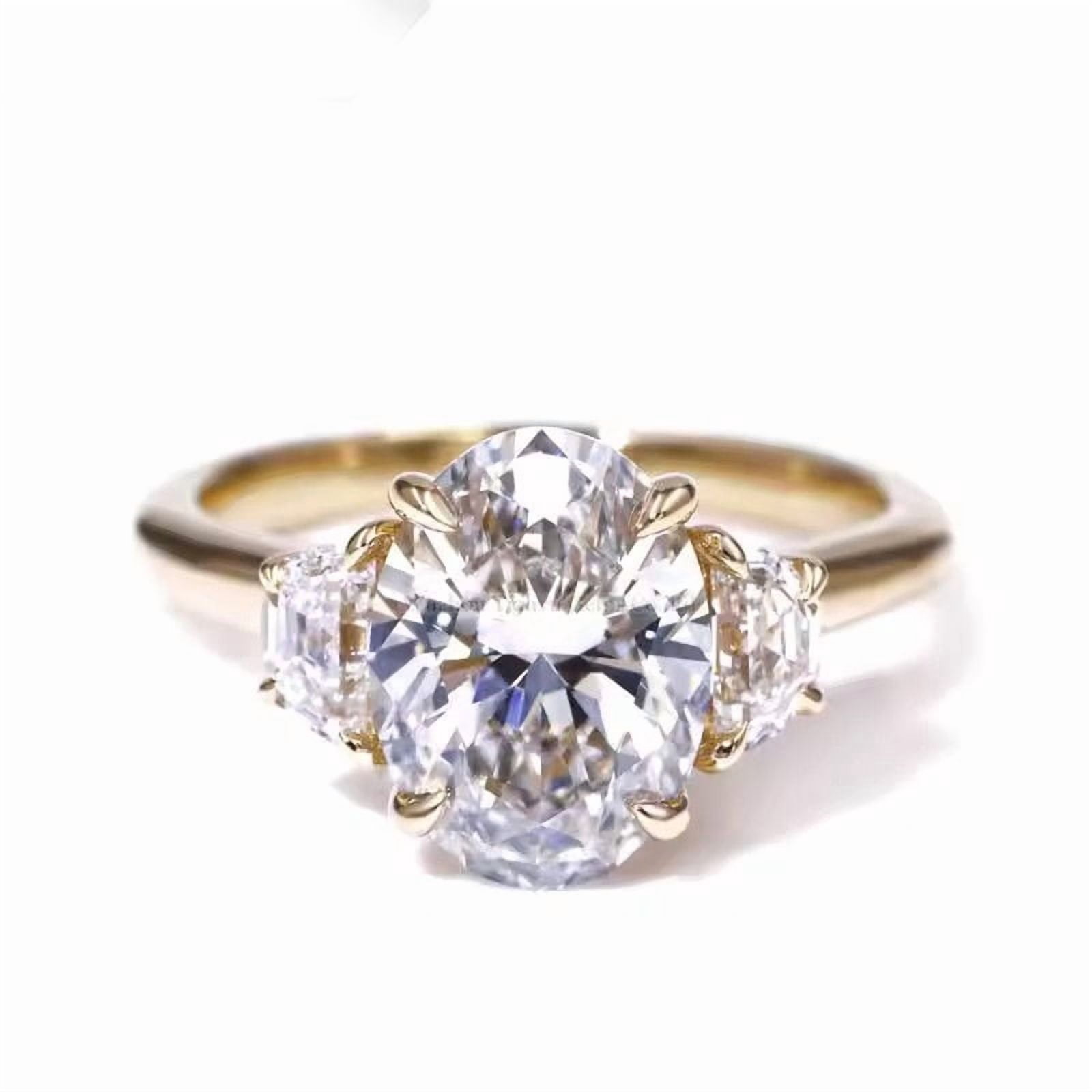 955 Sterling Silver 3-Stone Oval & Half Moon Shape Lab Created ...