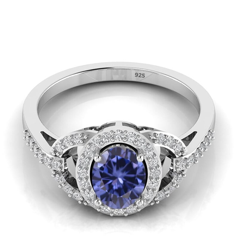 955 Sterling Solid Silver Ring, CZ Color Gemstone Ring, Designer CZ ...