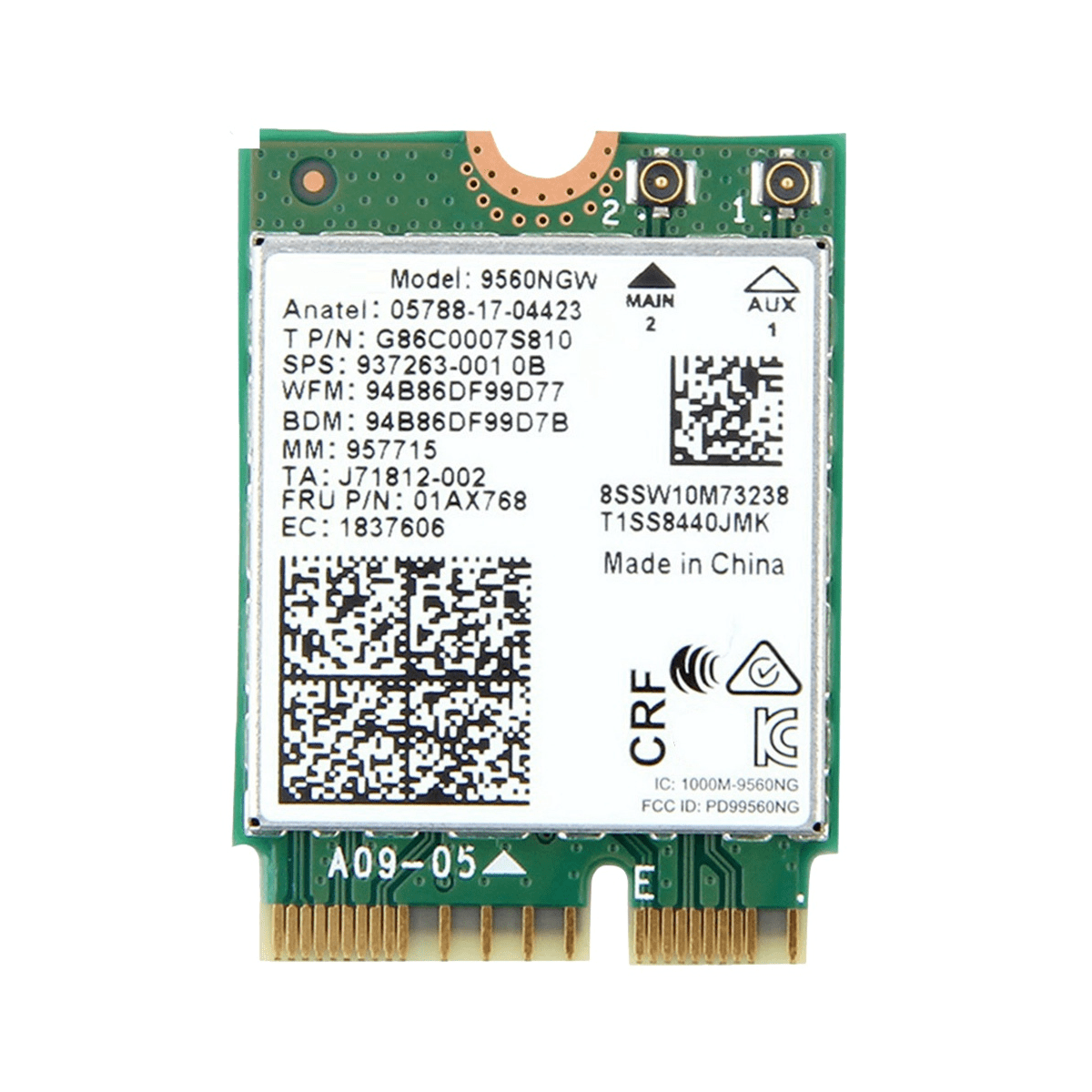 9560NGW WiFi Card 1730Mbps Wireless AC 9560 Dual Band 2.4G+5G Bluetooth ...