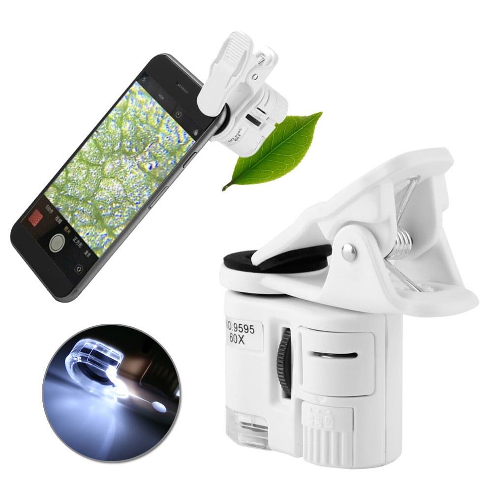 9595W 60X Magnifier LED UV Light Mini Mobile Phone Clip Microscope ...