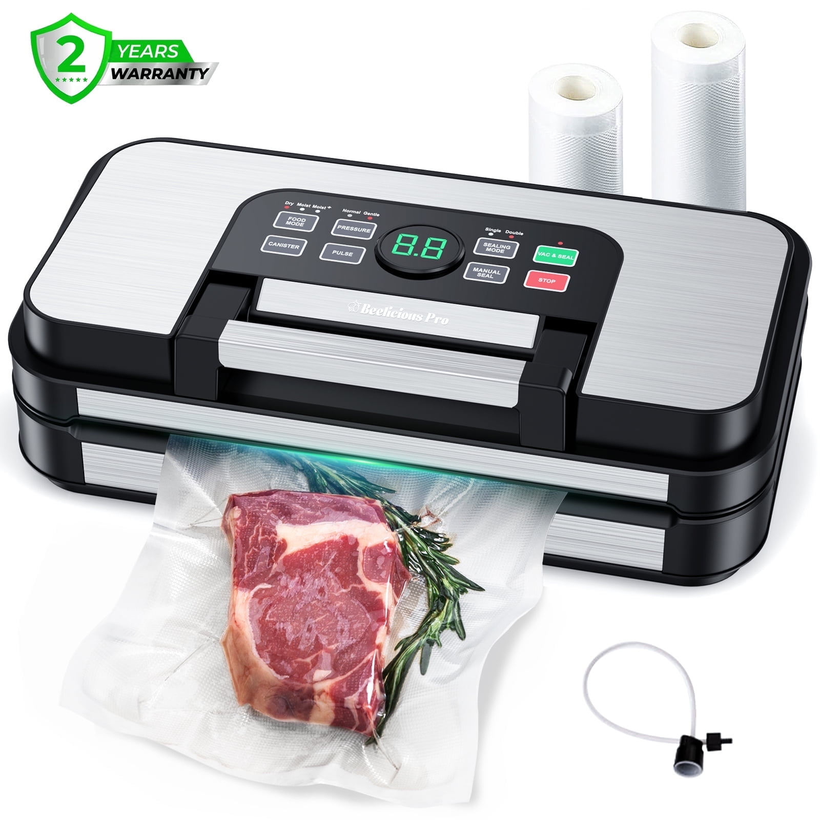 Aeitto Vacuum Sealer, 95Kpa Chamber Machine, 10 Modes, Green with Bag ...