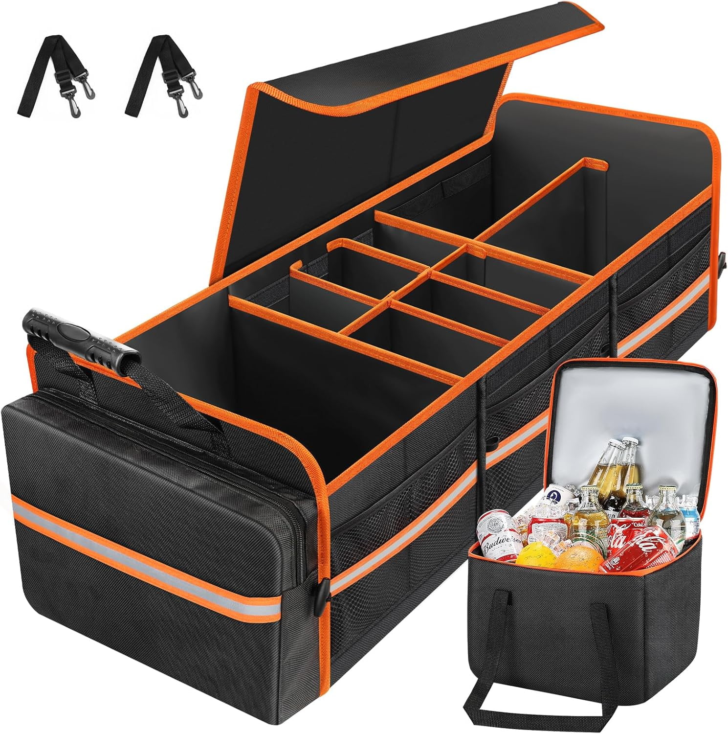 95L Car Trunk Organizer with Removable Cooler Bag, Collapsible Trunk ...