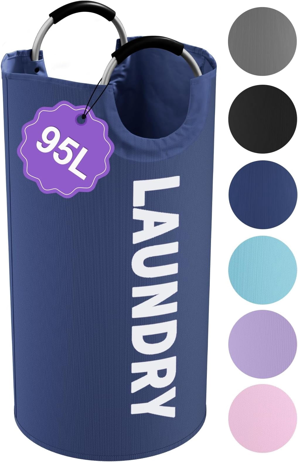 95L Collapsible Laundry Baskets for Boy, Big Clothes Hampers with ...